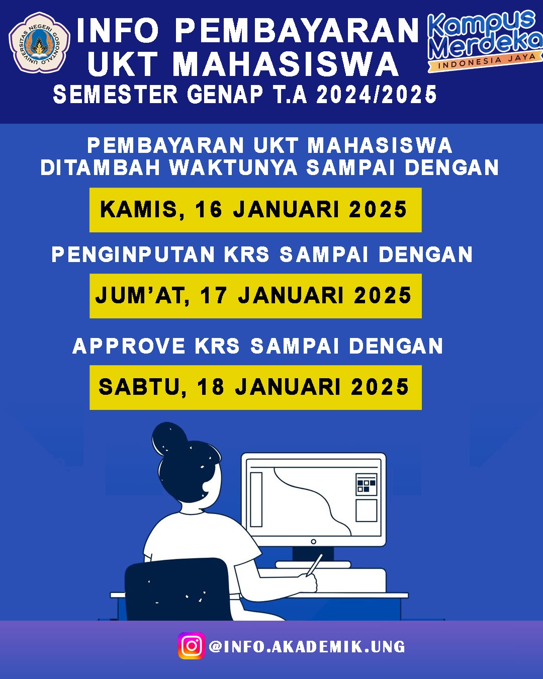 Info Pembayaran UKT Mahasiswa Semester Genap T.A 2024/2025 - FIP UNG